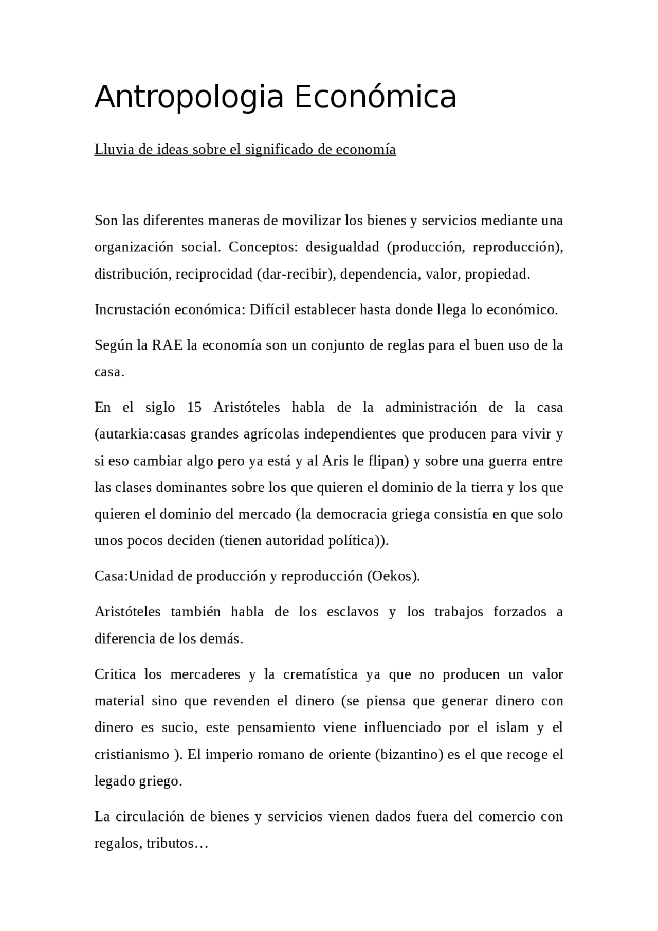 Introducción Economía Docsity