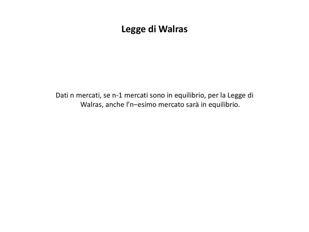 Legge di Walras exam - Docsity