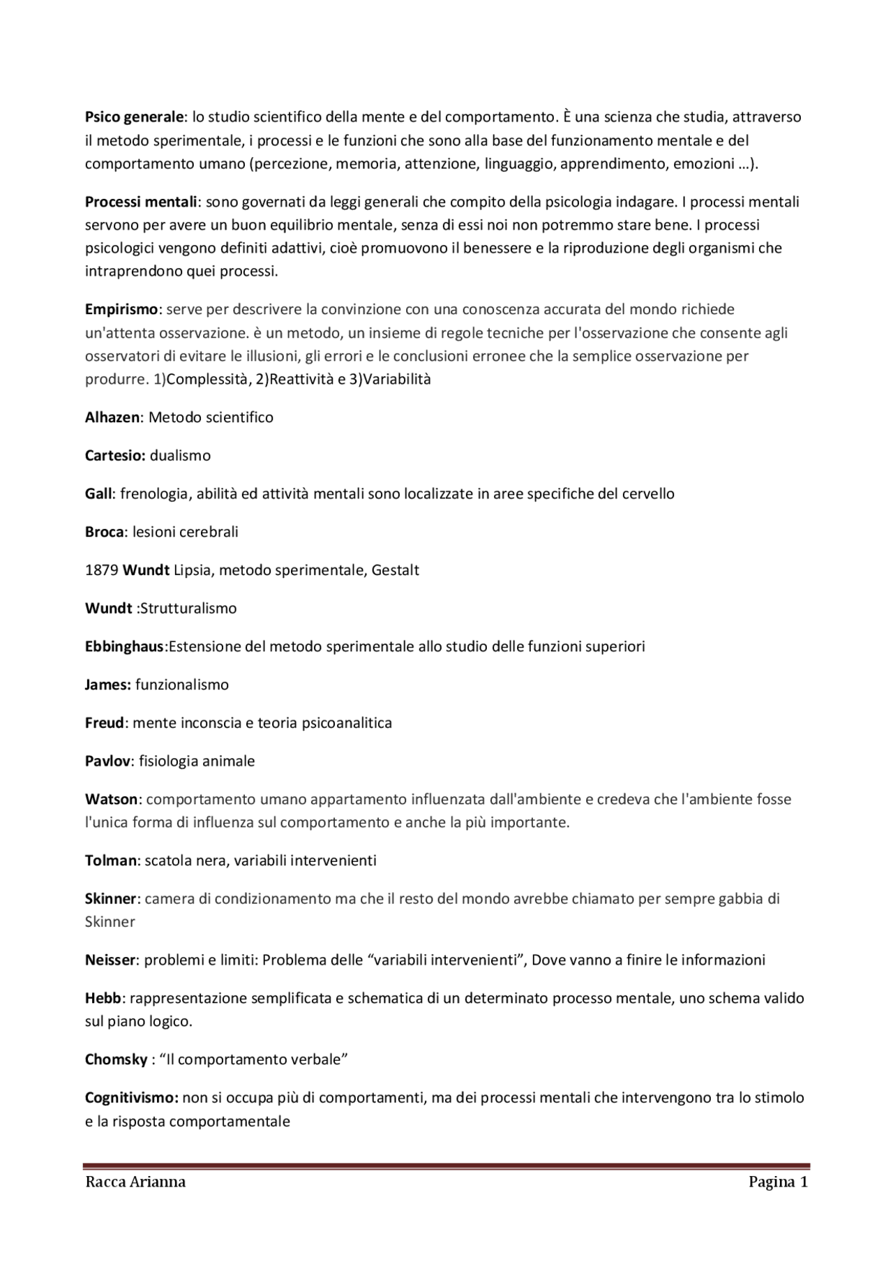 Psicologia Generale Riassunto Docsity