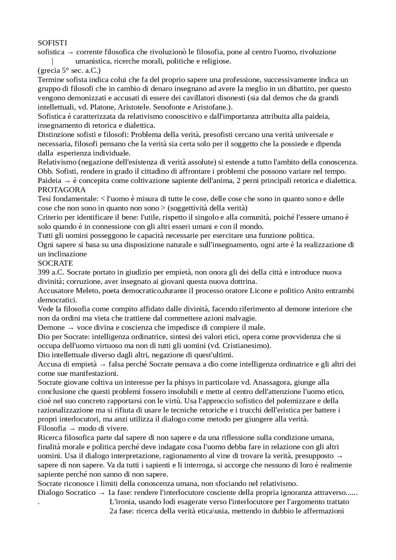 Riassunto Socrate Per 3a Liceo Docsity