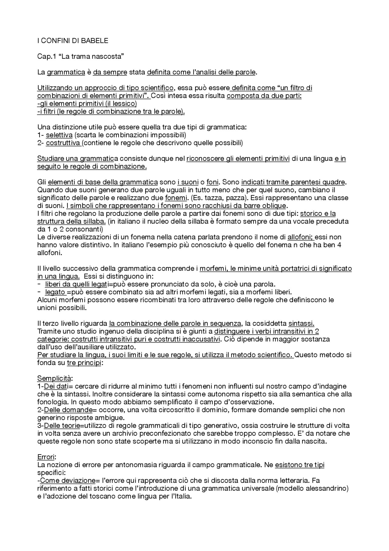 Riassunto I Confini Di Babele Docsity