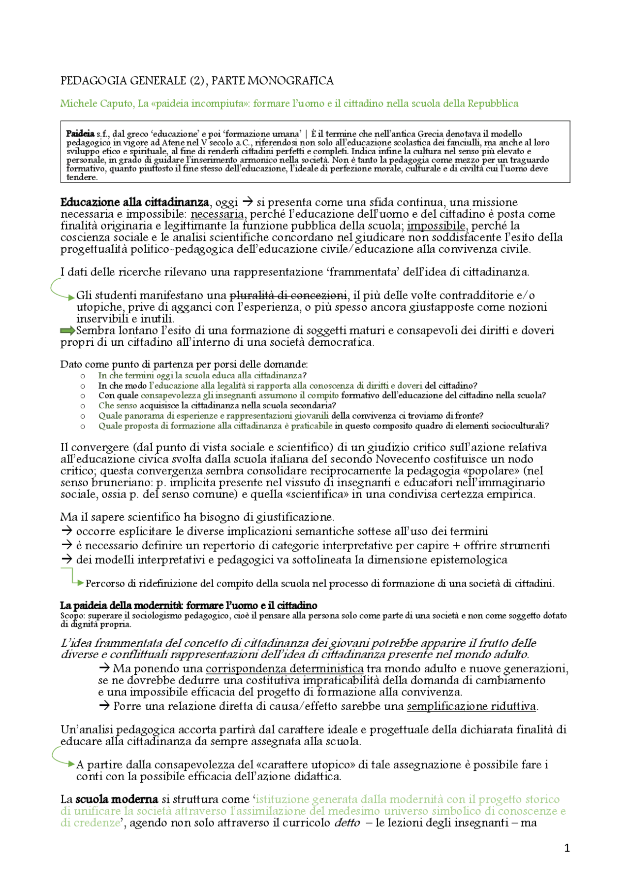Pedagogia Generale 2 Dams Parte Monografica Docsity