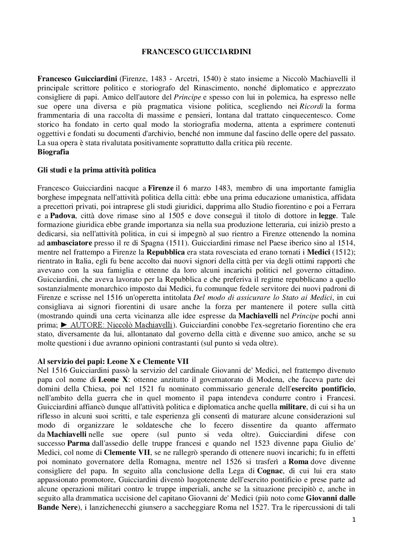 Appunti Guicciardini 6 Docsity