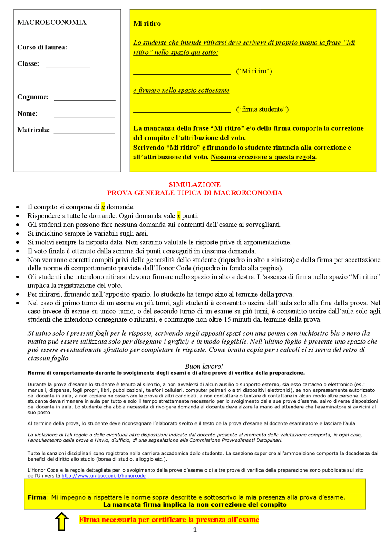Simulazione Generale Con Soluzioni Esame Macroeconomia Docsity