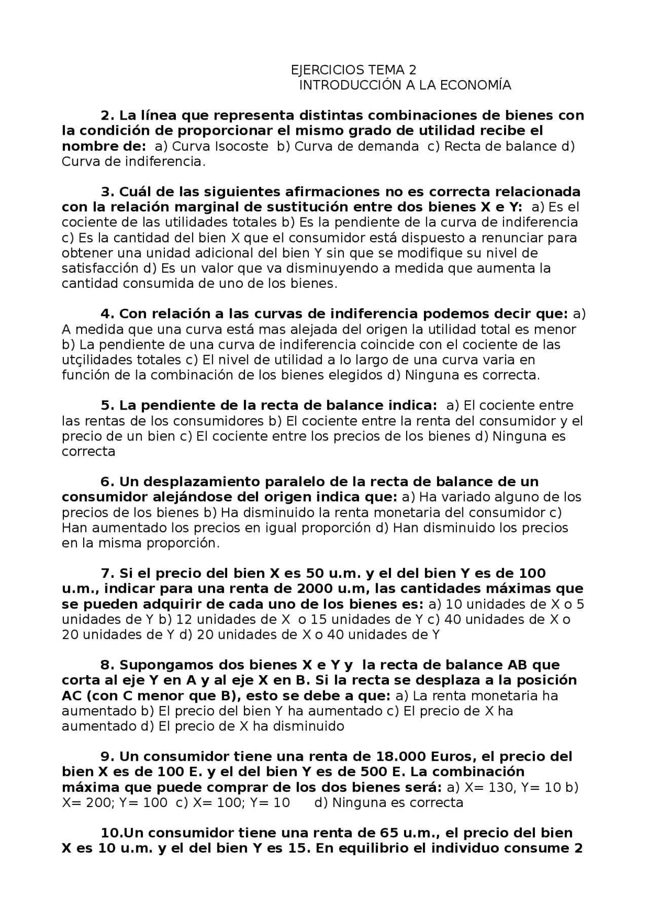 Ejercicios De IntroducciÓn A La EconomÍa 1 Docsity