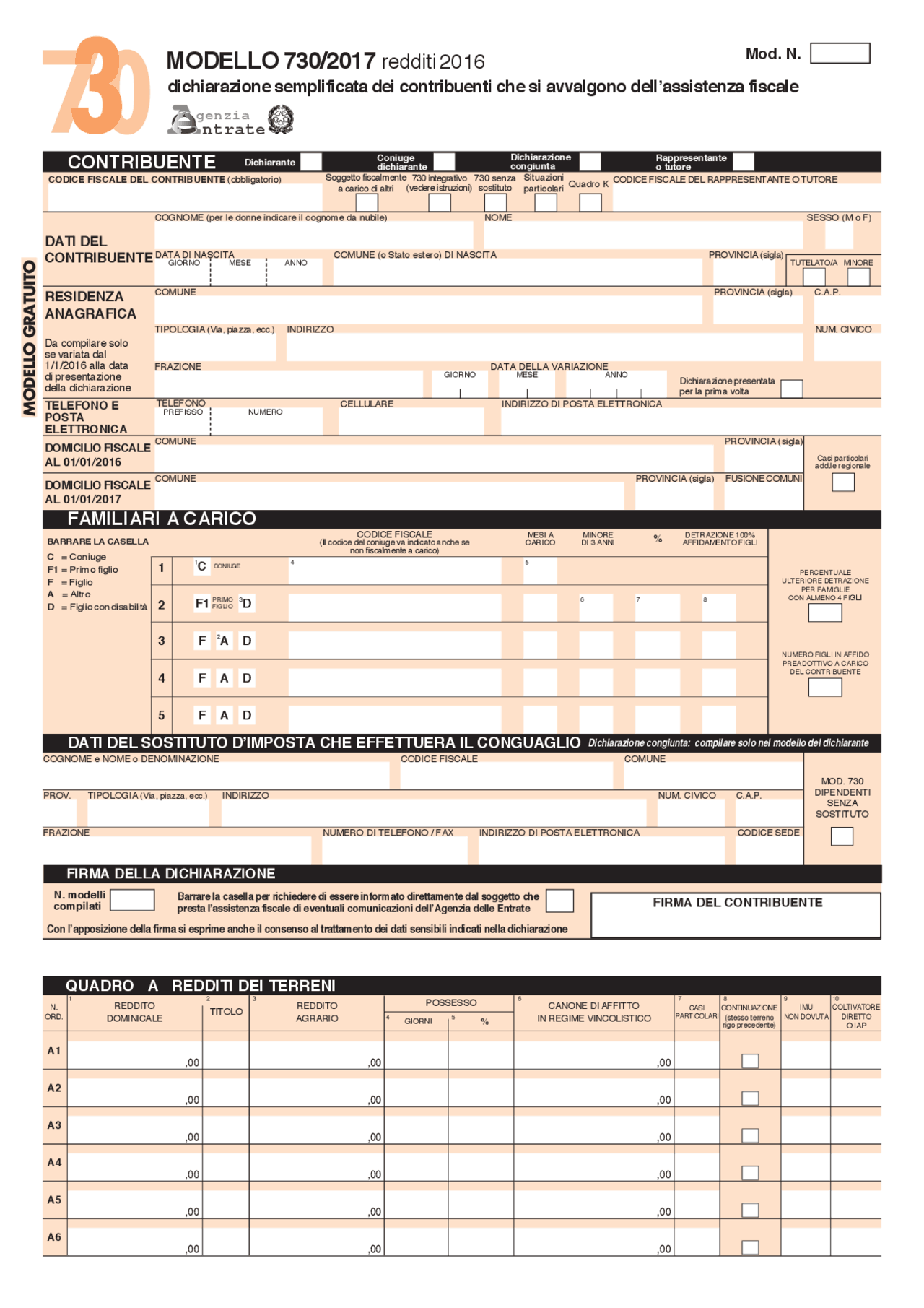 730 modello compilabile utile per pratica fiscale - Docsity