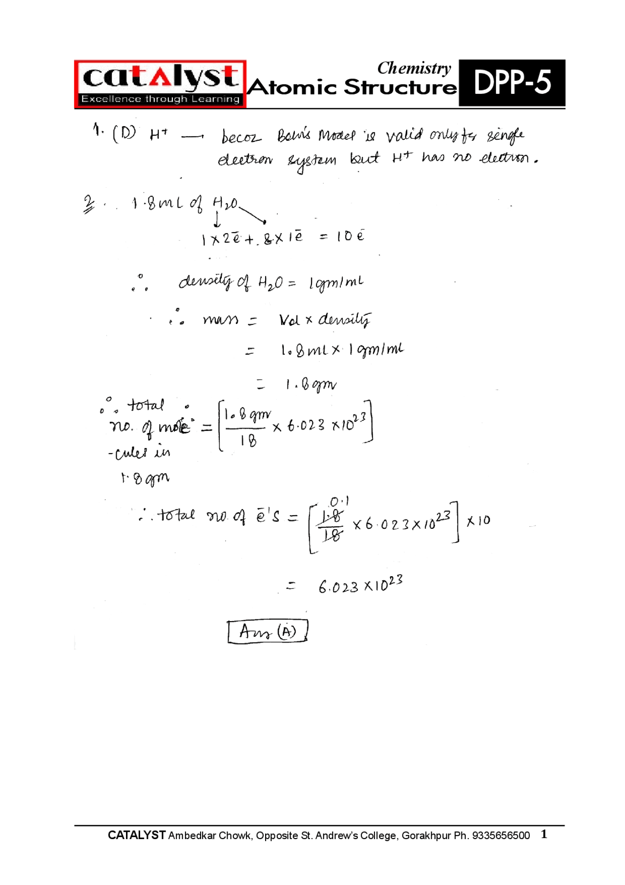 Atomic Structure Class 11 Docsity