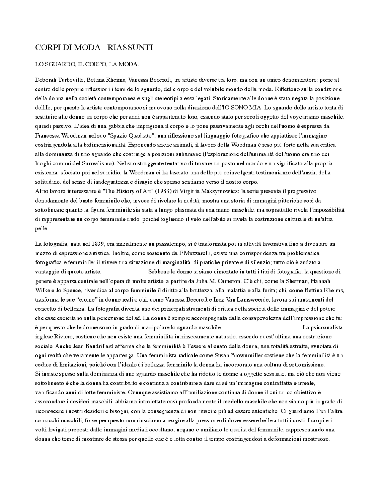 Riassunti Corpi Di Moda Docsity