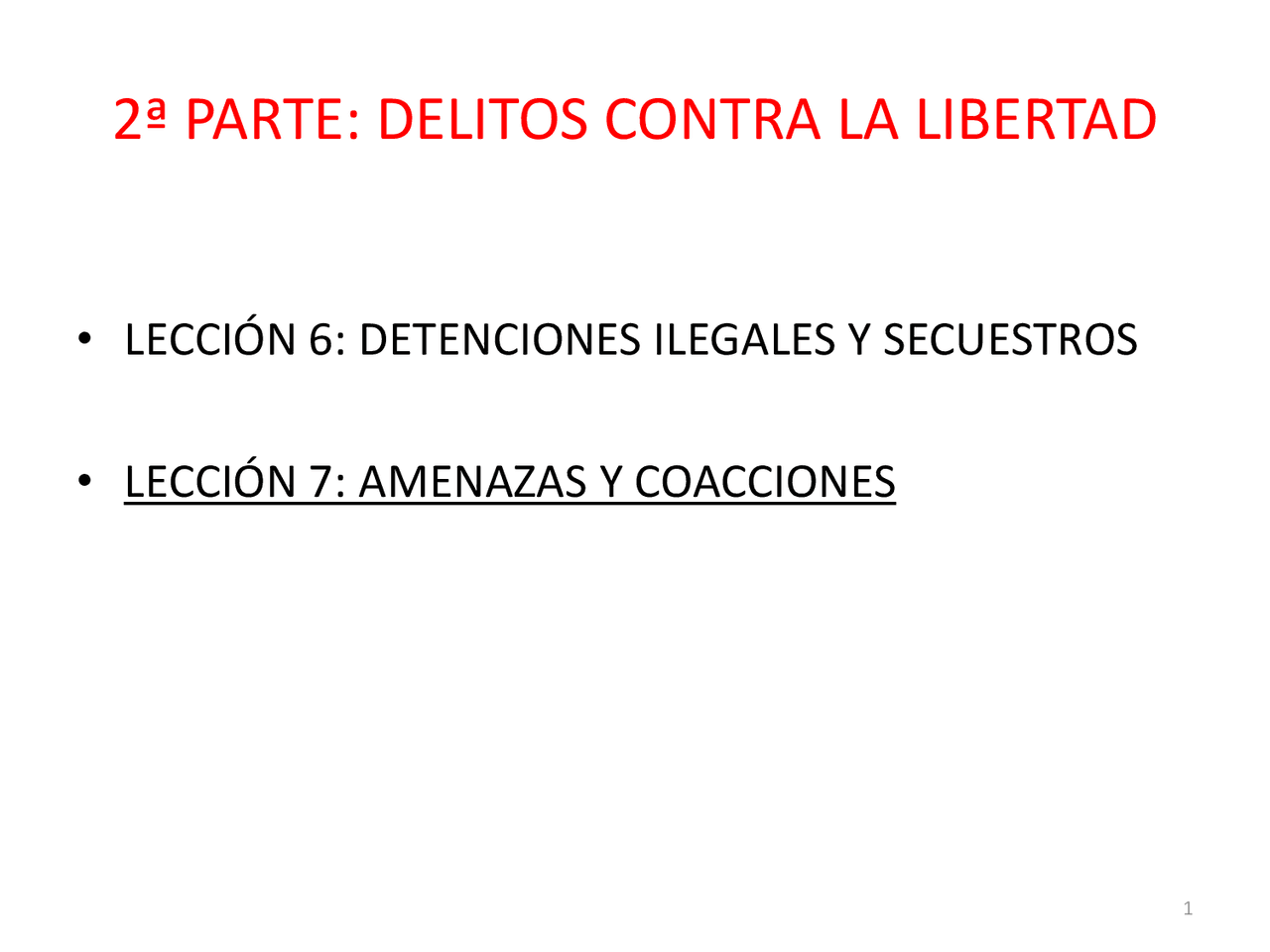 Penal II. Diapositivas amenazas y coacciones | Diapositivas de Derecho Penal | Docsity