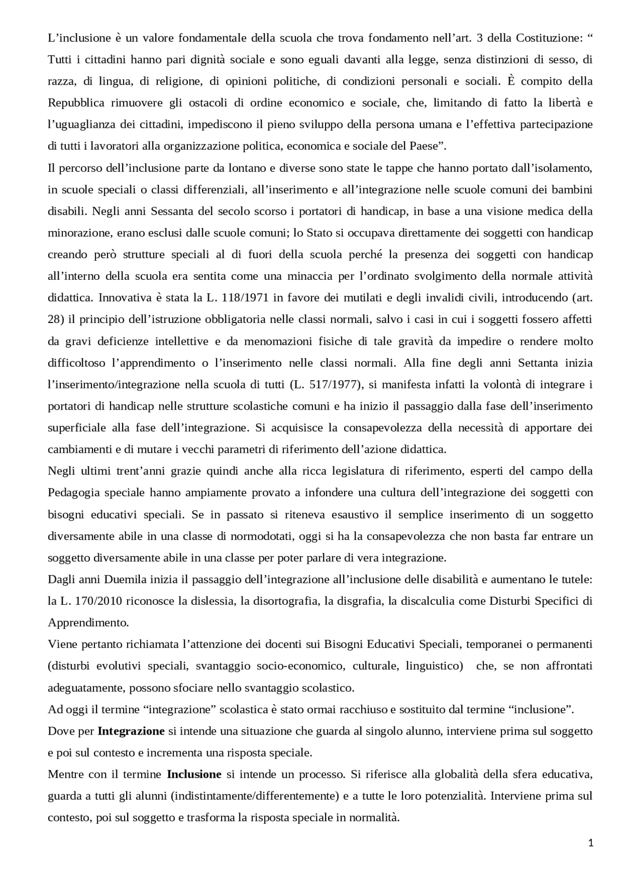 Una Scuola Inclusiva Docsity