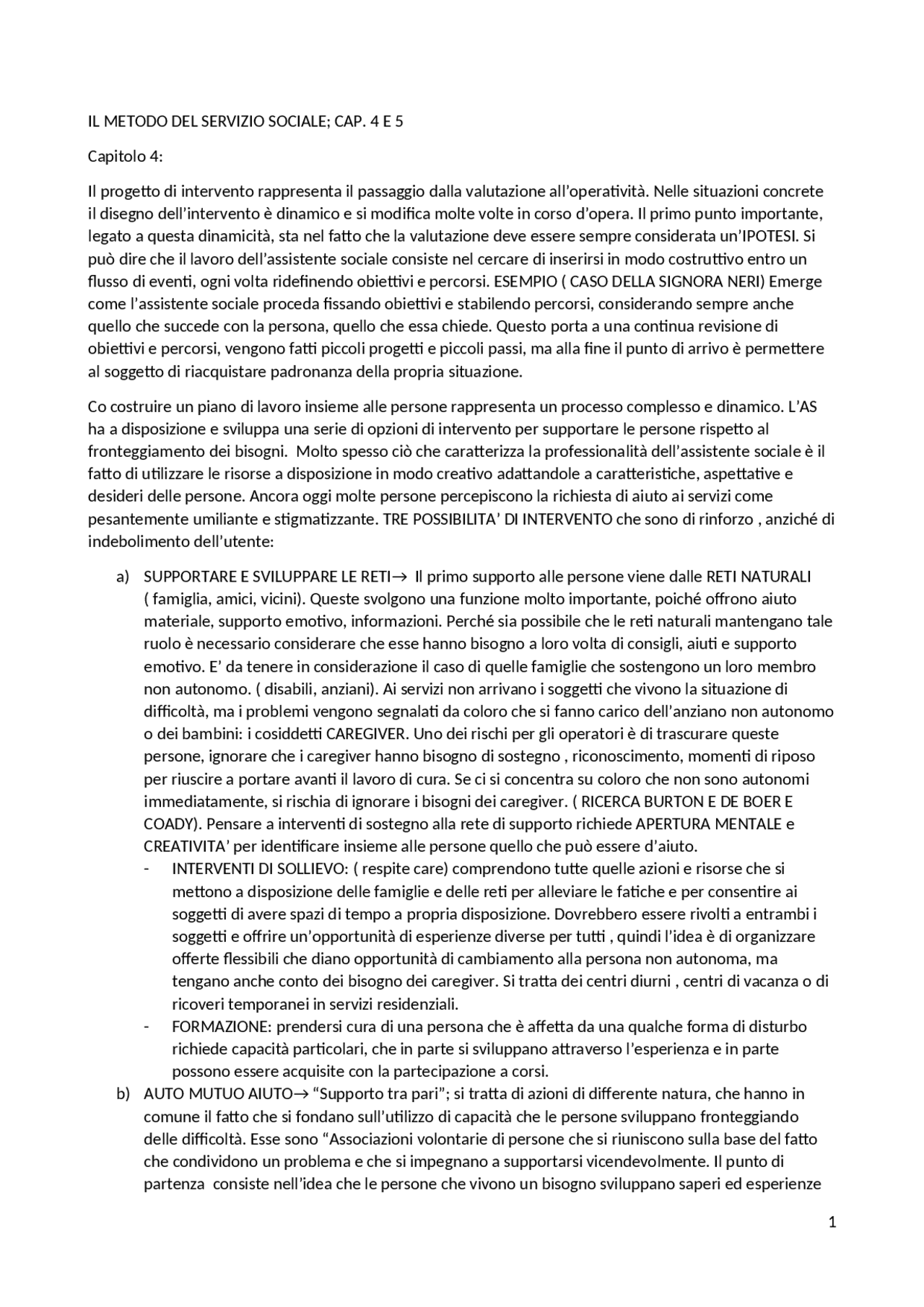 Il Metodo Del Servizio Sociale Riassunto Docsity