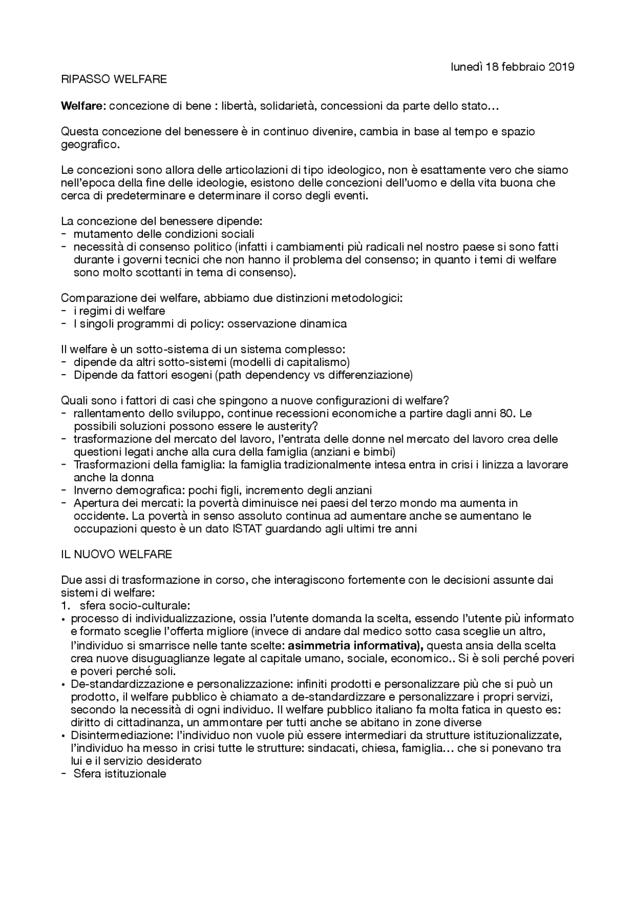Sistemi Di Welfare Comparati Appunti Di Sistemi Comparati Docsity