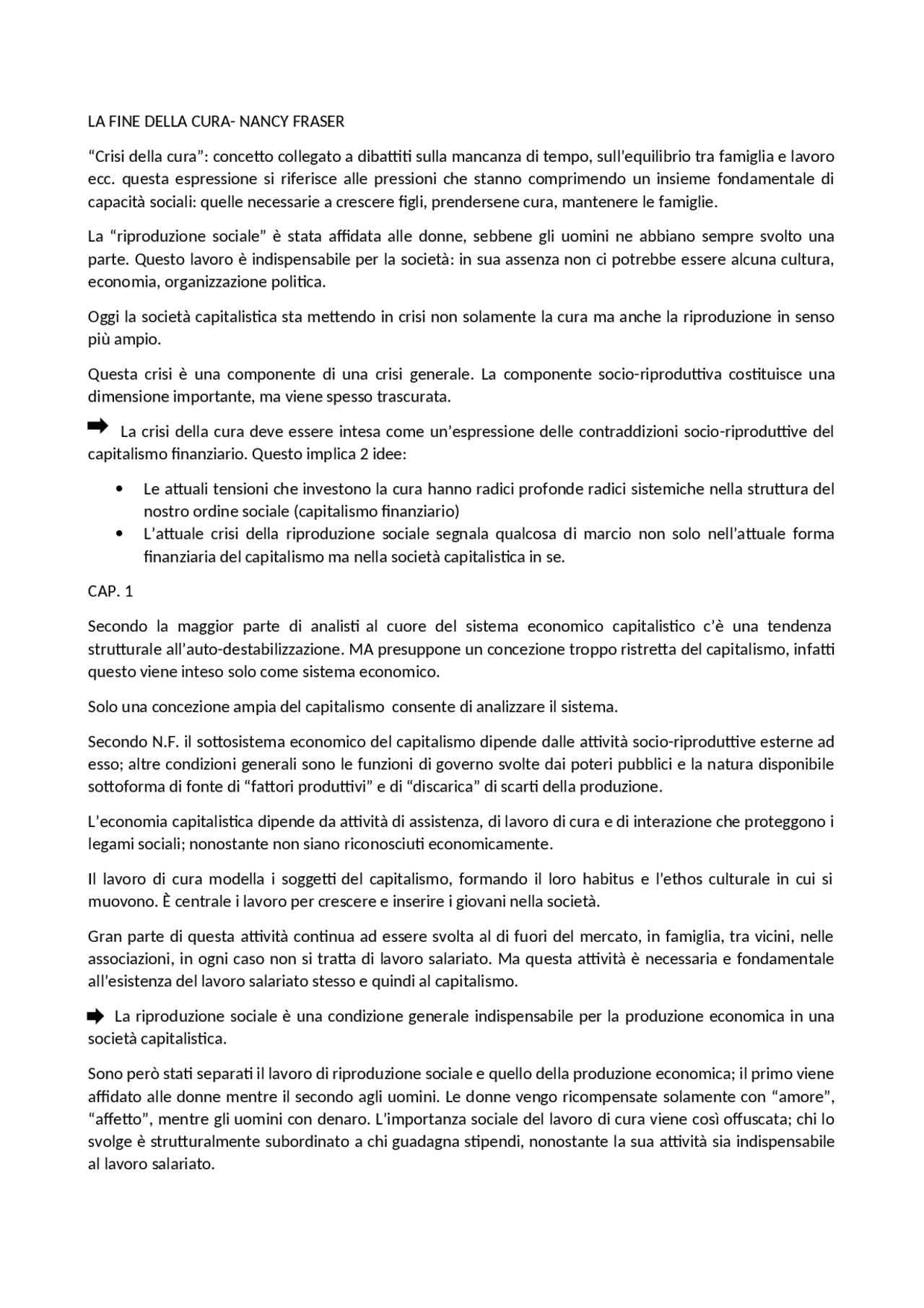 "la fine della cura", Nancy Fraser | Sintesi del corso di Sociologia ...