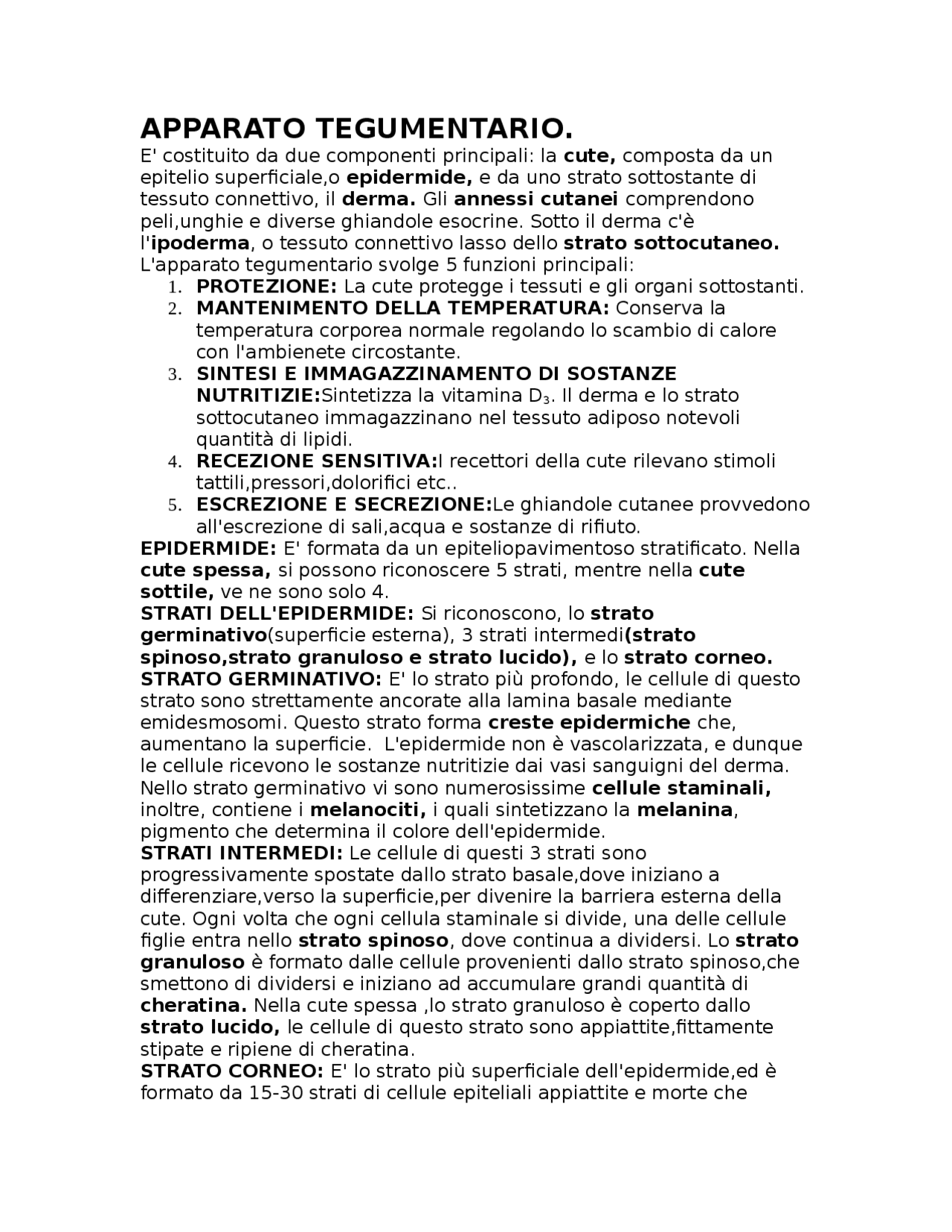 Riassunti Anatomia Umana Docsity