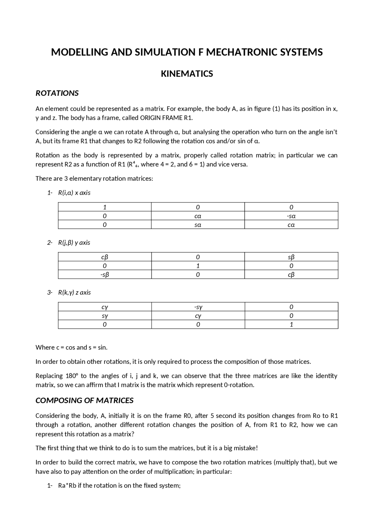 Kinematics Modelling And Simulation Of Mechatronic Systems Docsity