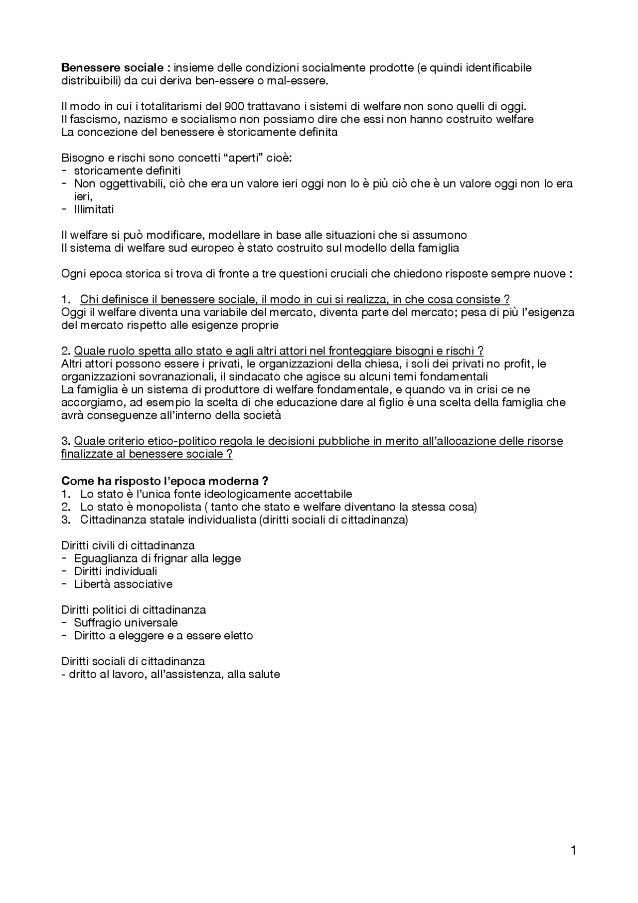 Sistemi Di Welfare Comparati Appunti Di Sistemi Comparati Docsity