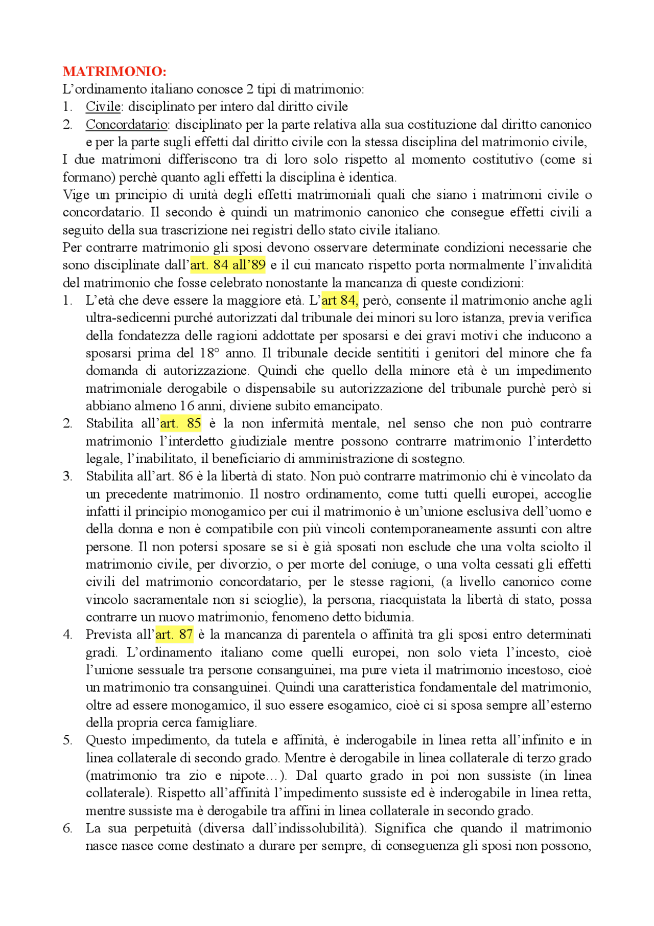 Matrimonio E Separazione Docsity