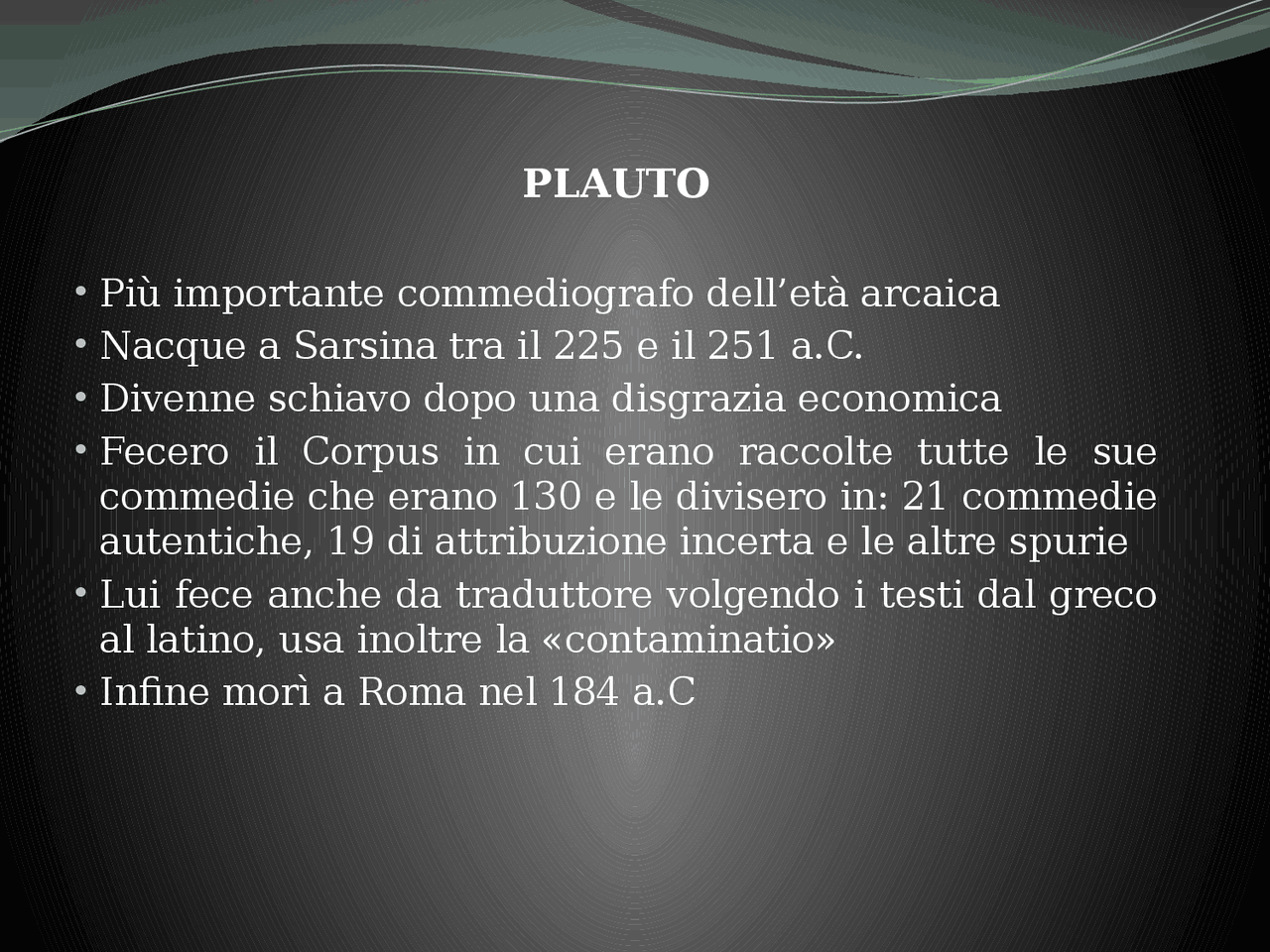 Plauto Commedia Protagonista Docsity