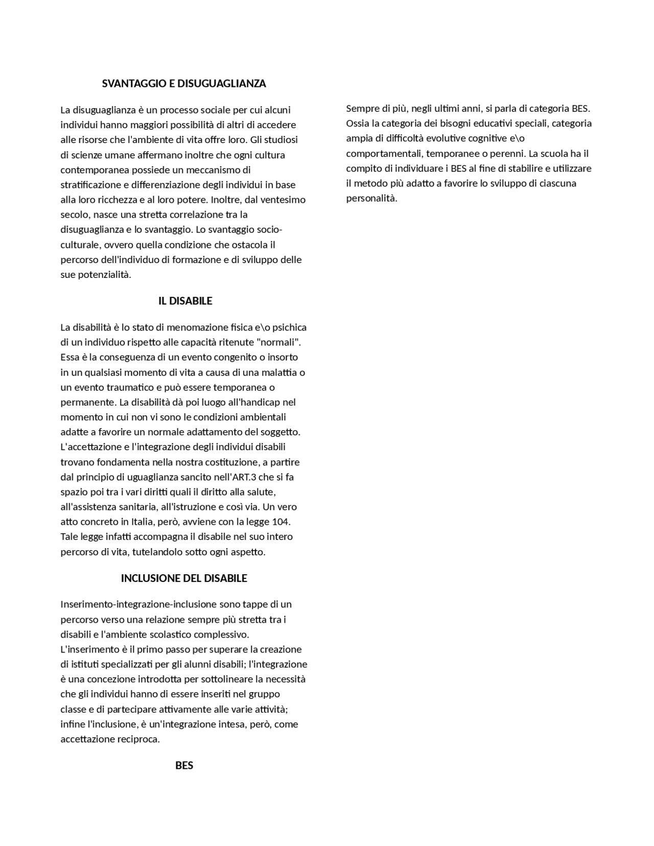 Le Disabilità Sc Umane Docsity