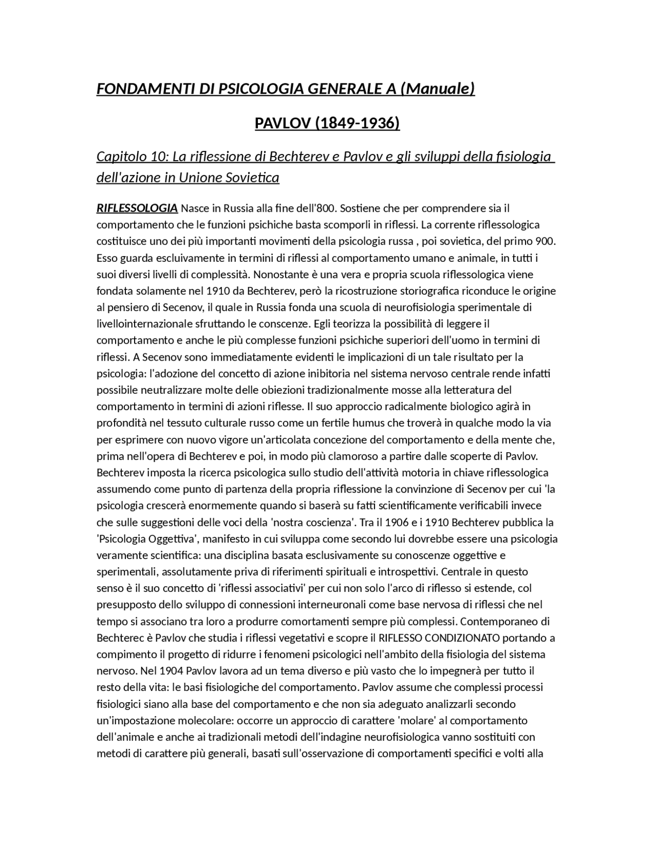 Fondamenti Di Psicologia Generale Docsity