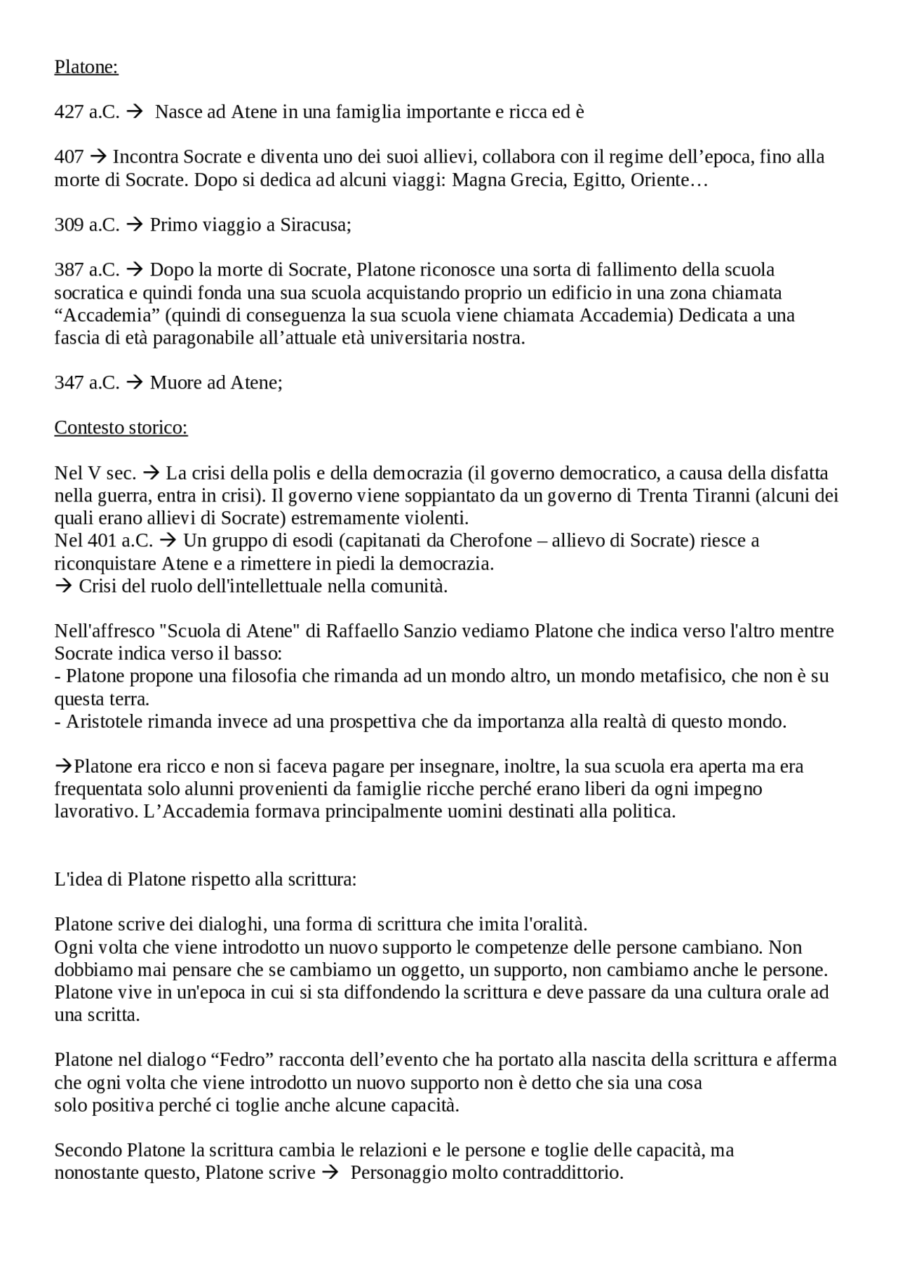 Appunti Su Platone E Aristotele Docsity
