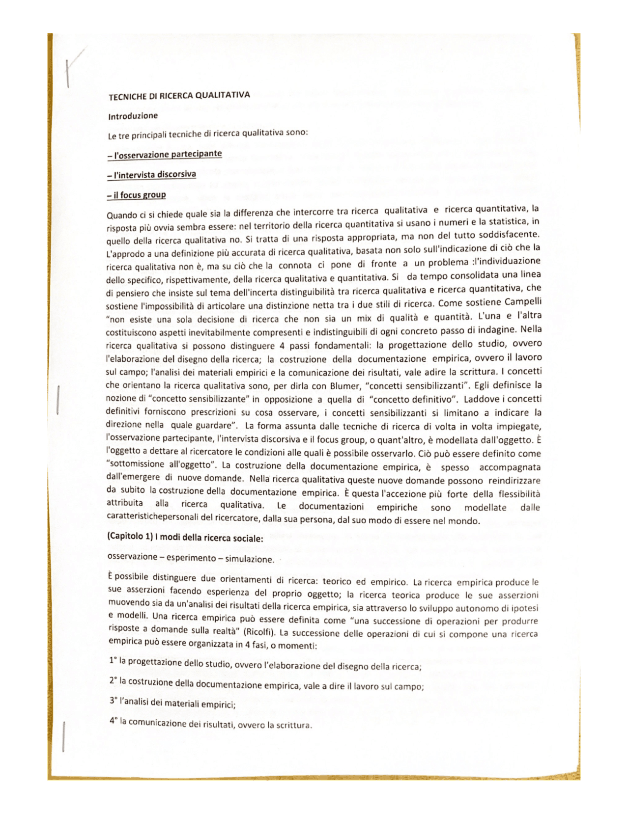 Tecniche Di Ricerca Qualitativa Docsity