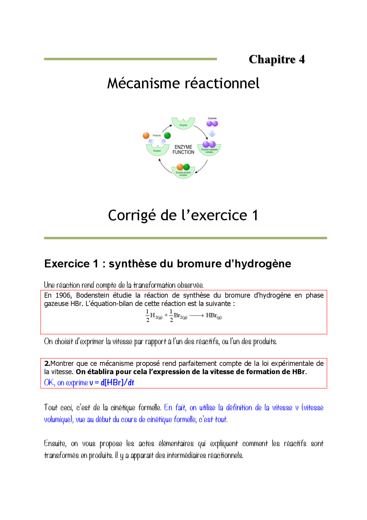 Exercice Module Cinétique Chimique Docsity