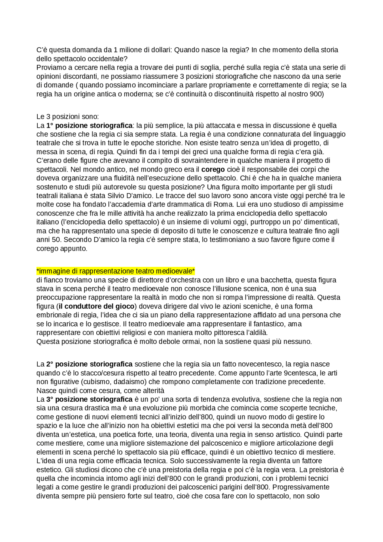 Tecniche Di Regia Teatrale 2° Lezione Docsity