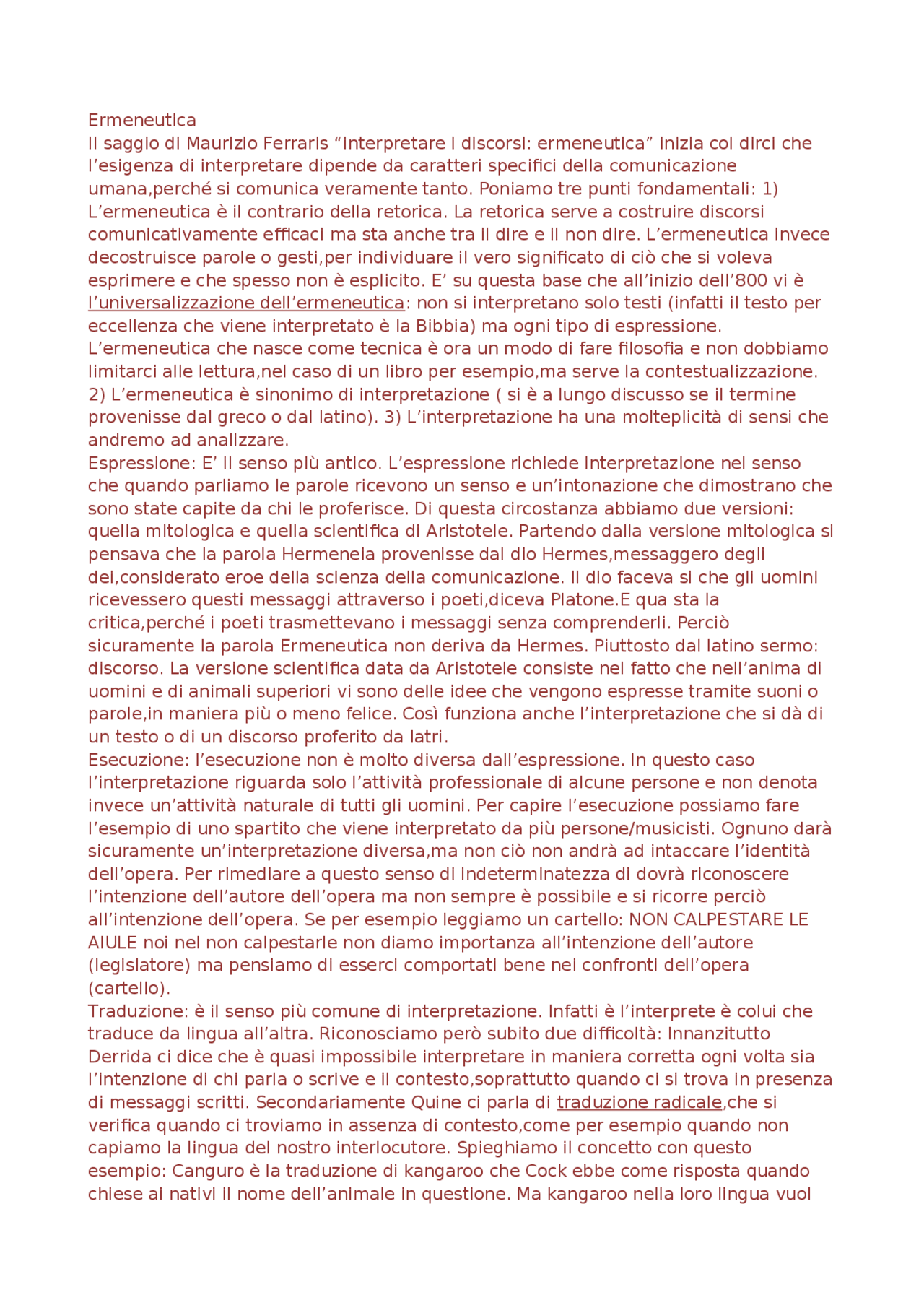 Ermeneutica Appunti Docsity