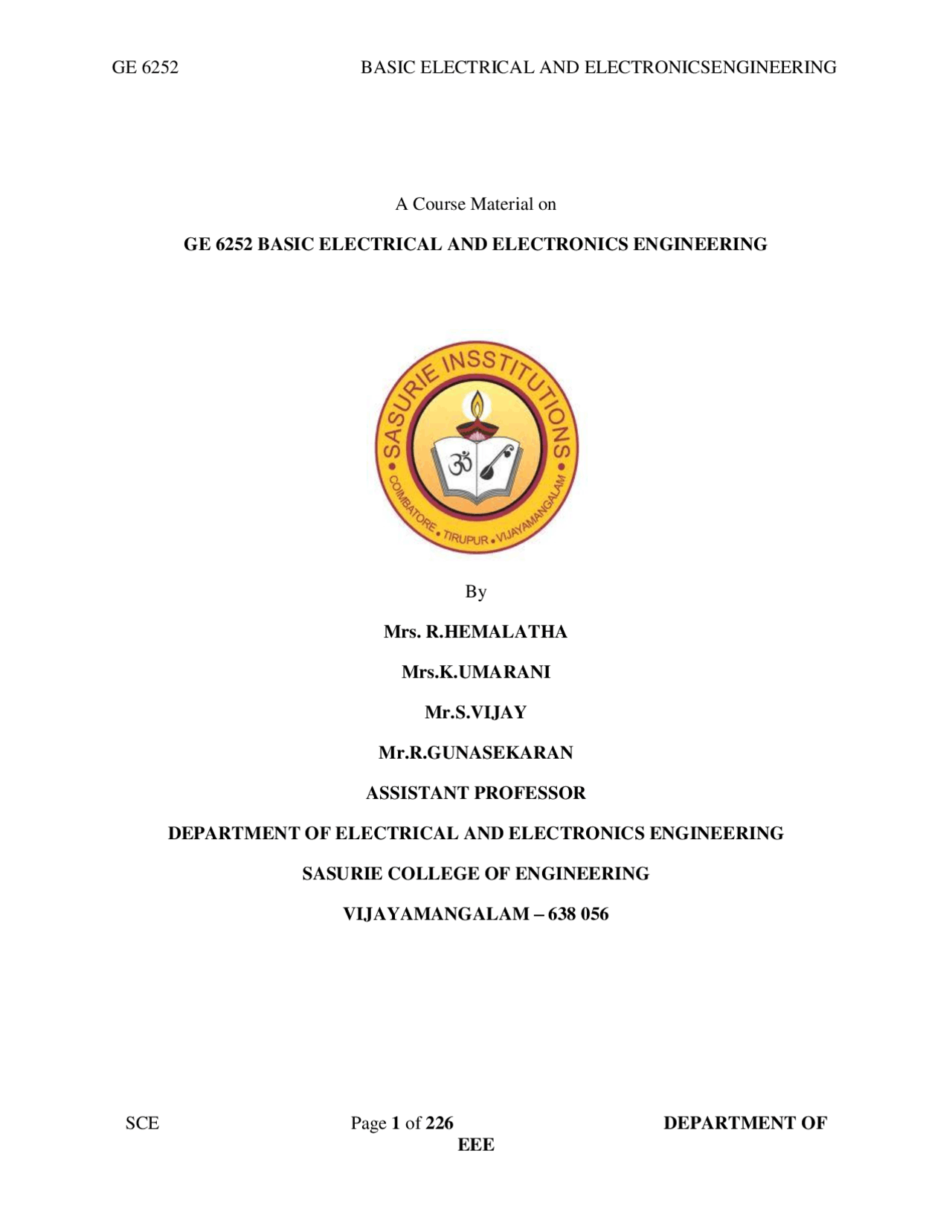 Basic Electrical And Electronics Notes Lecture Notes Basic