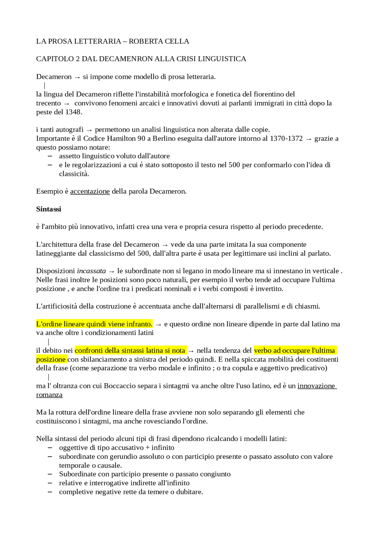 Prosa Narrativa Roberta Cella Docsity