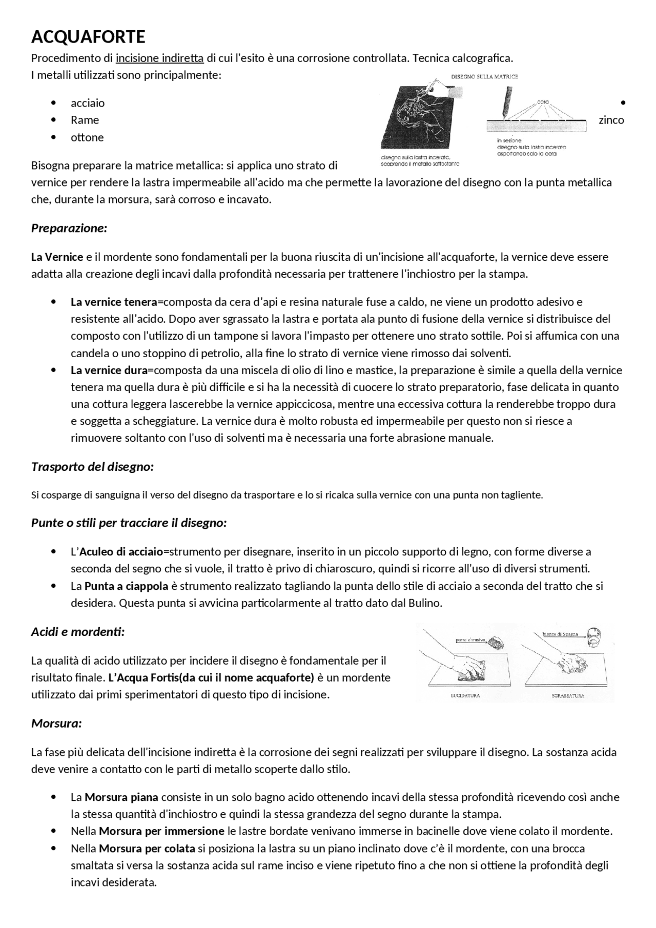Acquaforte: tecnica e autori - Docsity