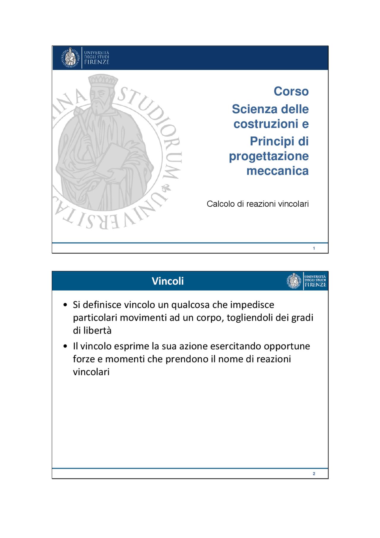 Calcolo Di Reazioni Vincolari Docsity