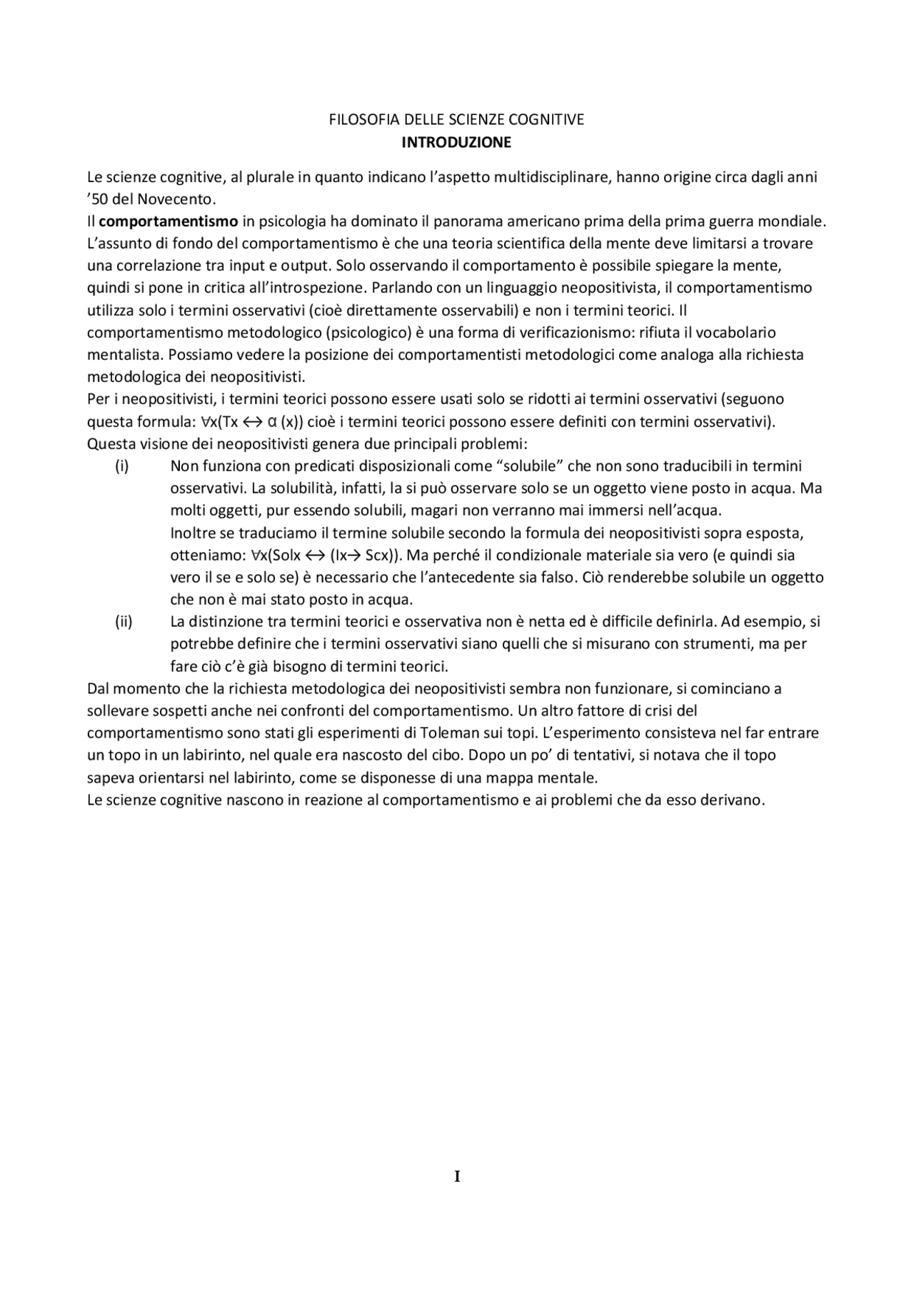 Filosofia Delle Scienze Cognitive Docsity