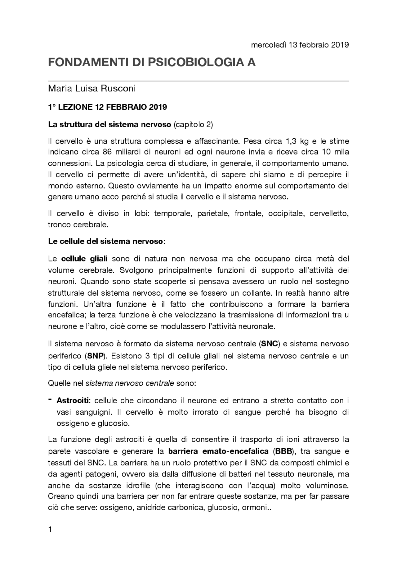 Fondamenti Di Psicobiologia Docsity