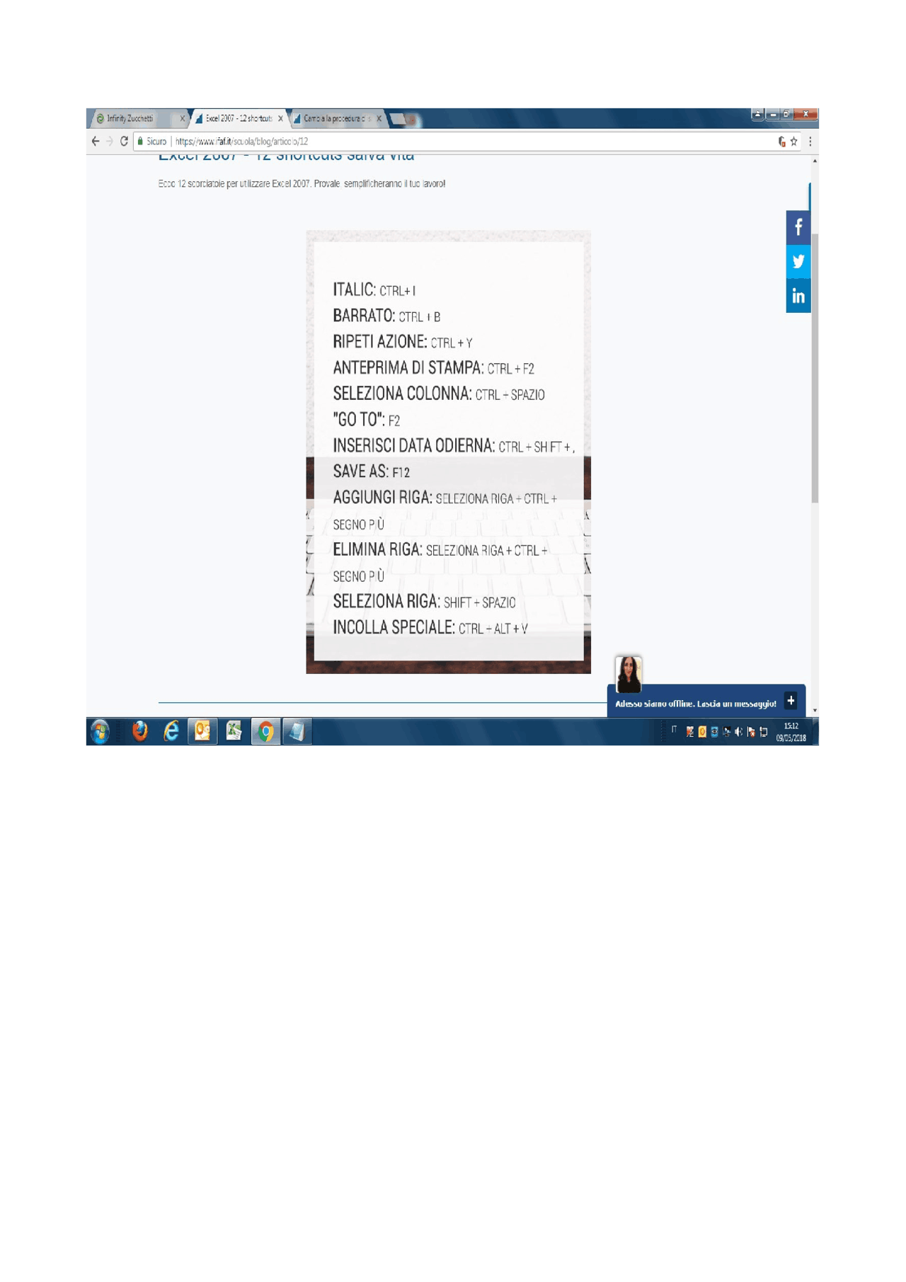 Comandi veloci excel - Docsity
