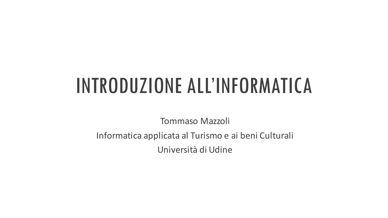 Introduzione Informatica Umanistica Mazzoli Docsity