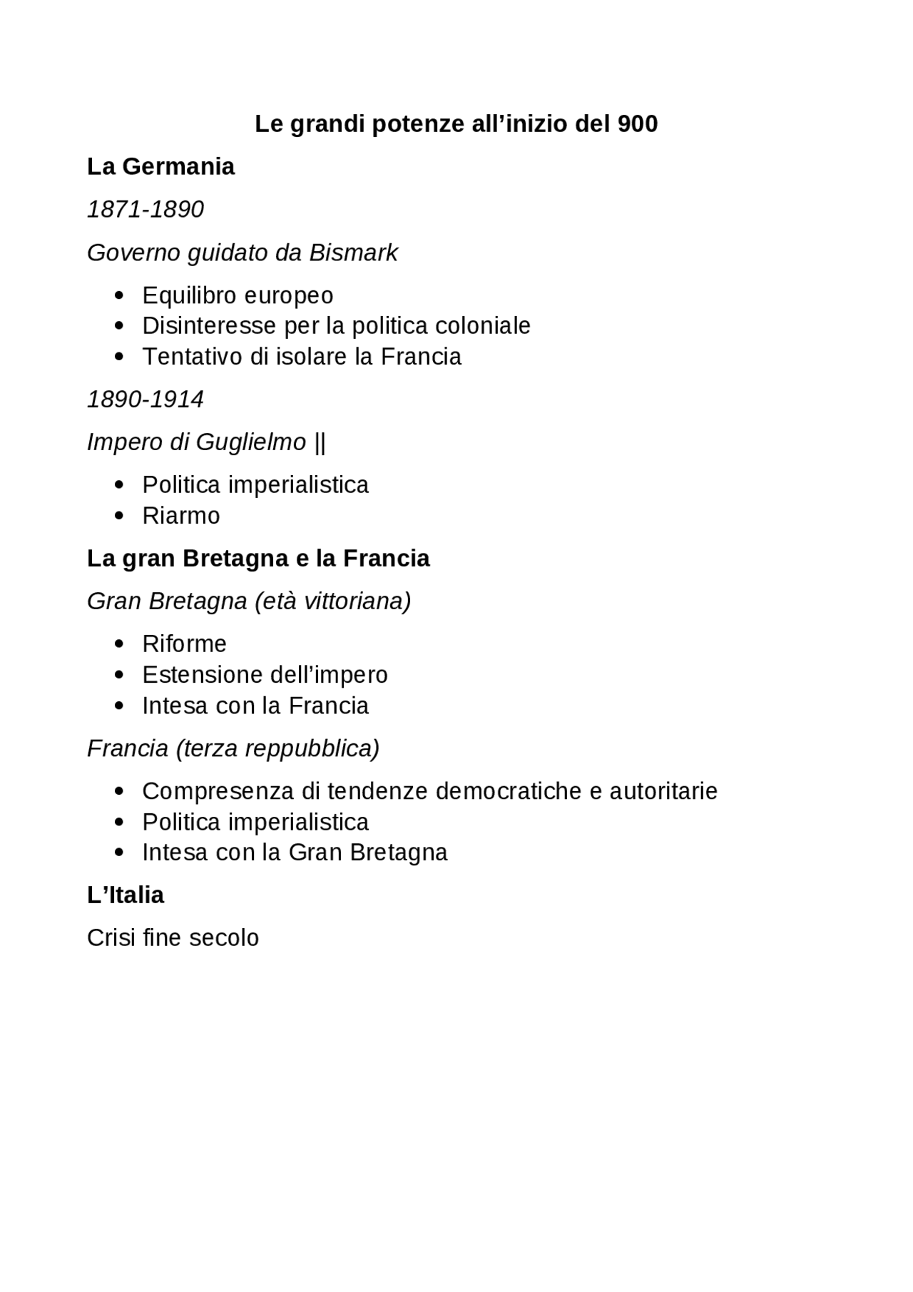 Schemi Riassuntivi 5 Superiore Appunti Di Storia Docsity