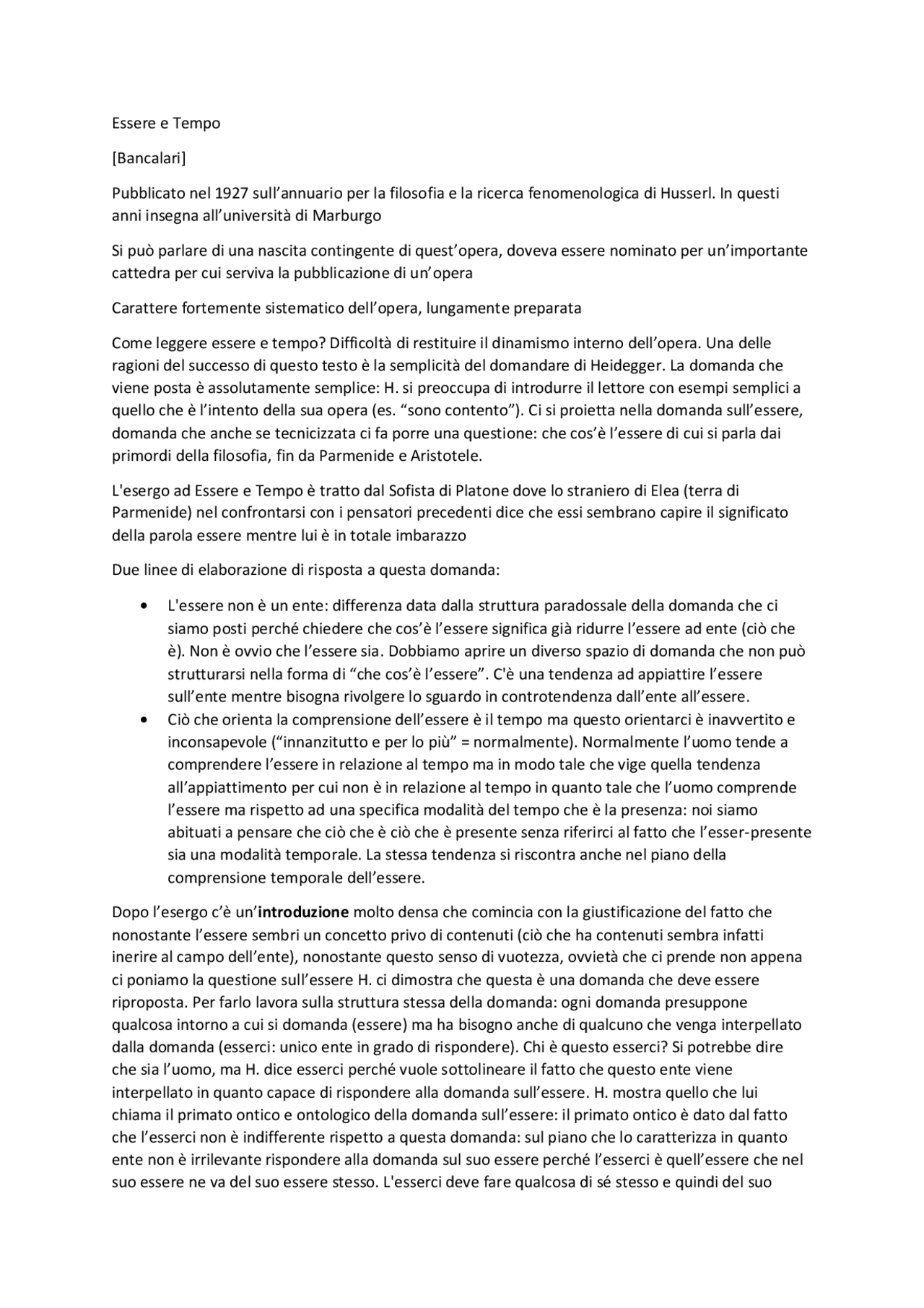 Essere E Tempo Riassunto Seconda Sezione Appunti Di Filosofia Docsity