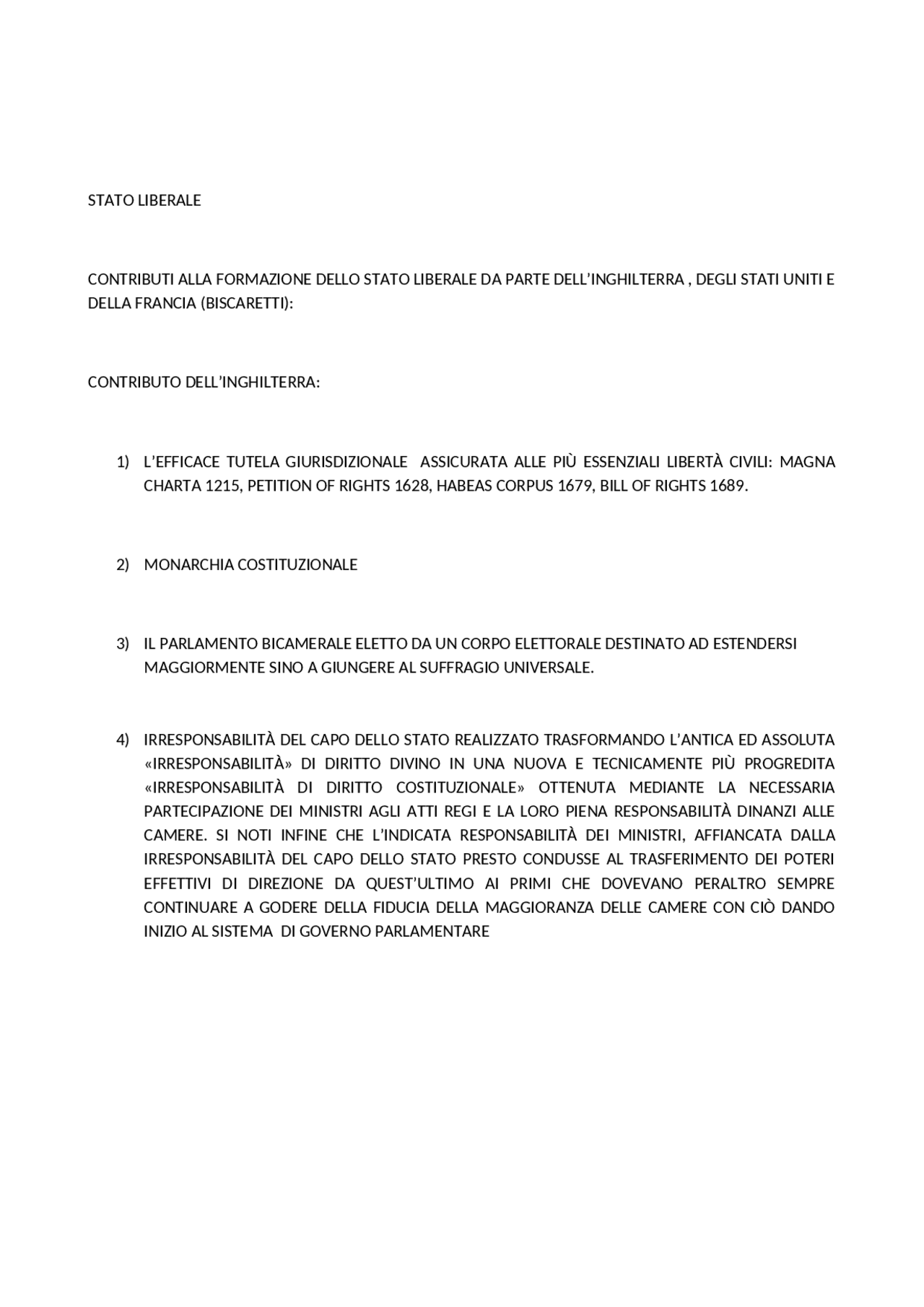 SCHEMA STATO LIBERALE - Docsity