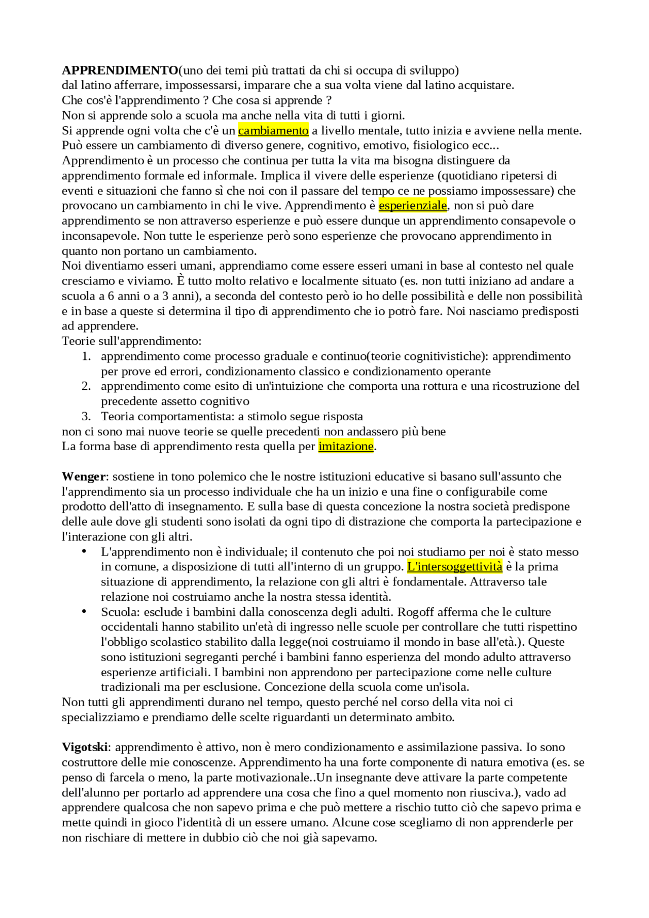 Osservazione Dei Processi Di Apprendimento Docsity