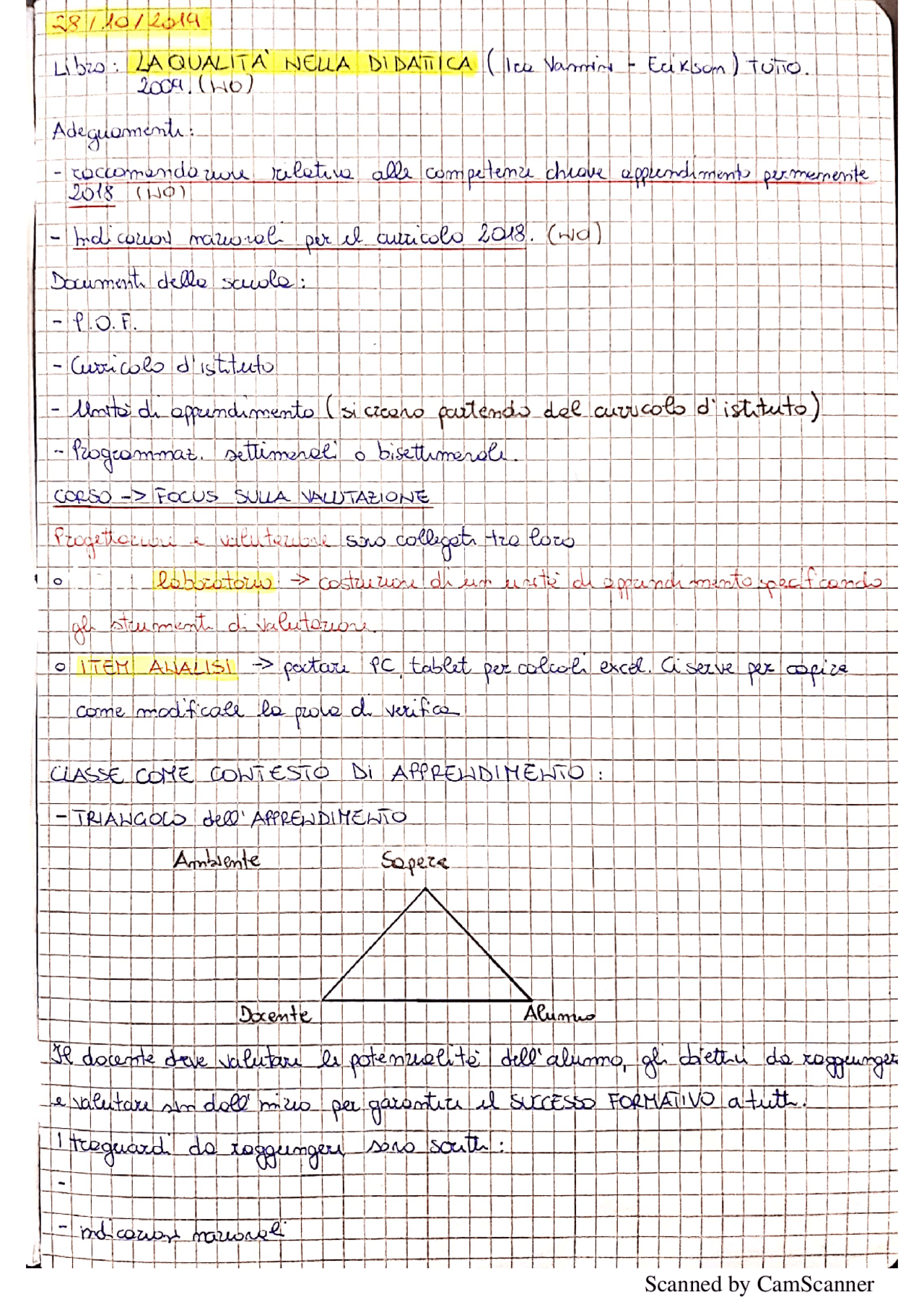 Appunti Teoria E Metodi Di Programmazione E Valutazione Scolastica