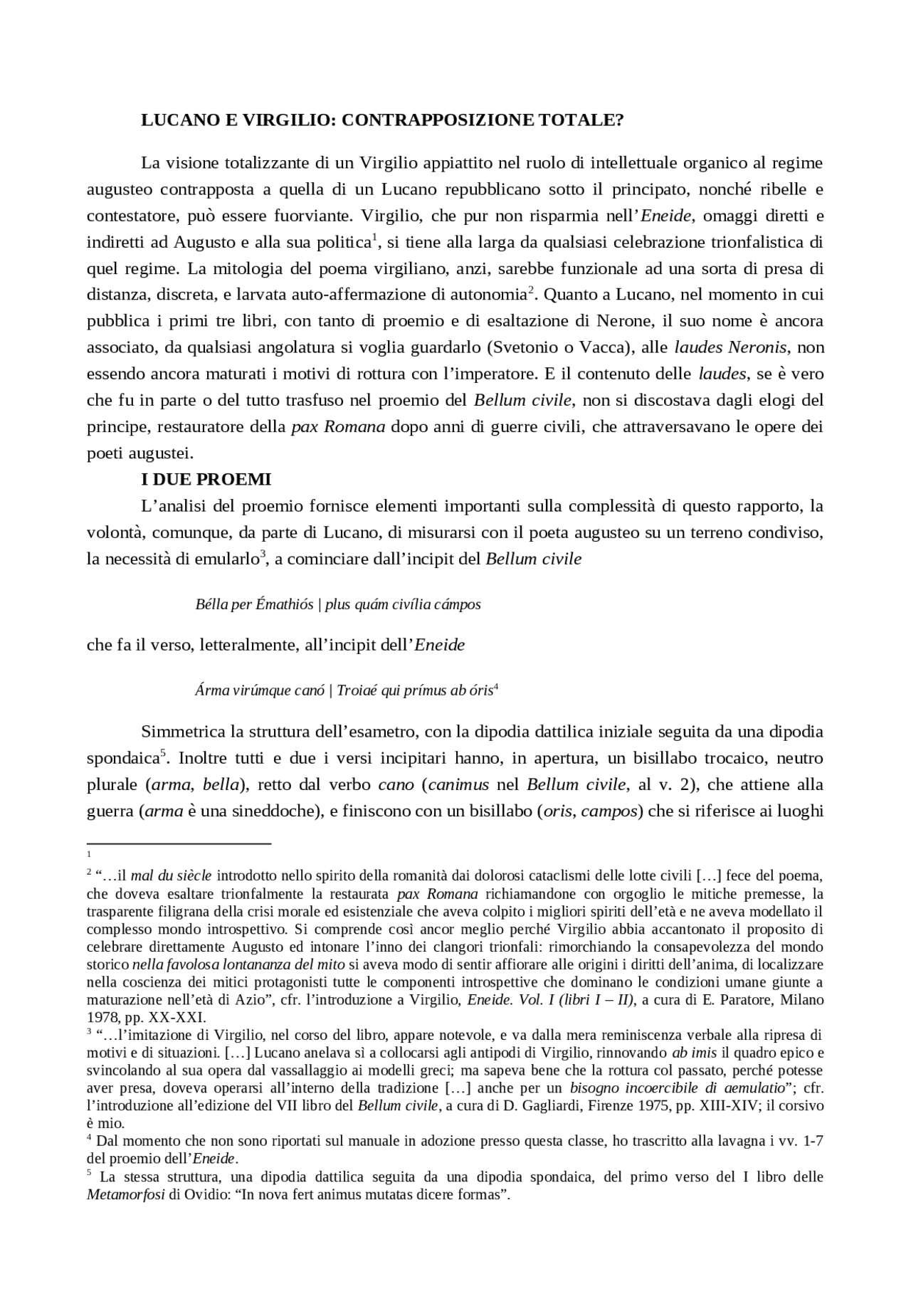 Documento Su Lucano E Virgilio Differenze Appunti Di Latino Docsity