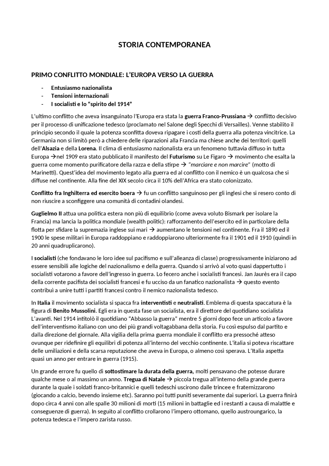 Appunti Completi Storia Contemporanea Rbrizzi Docsity