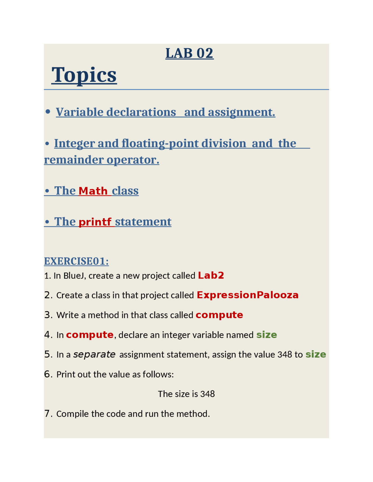 Lab Report Object Oriented Programming Docsity 5051