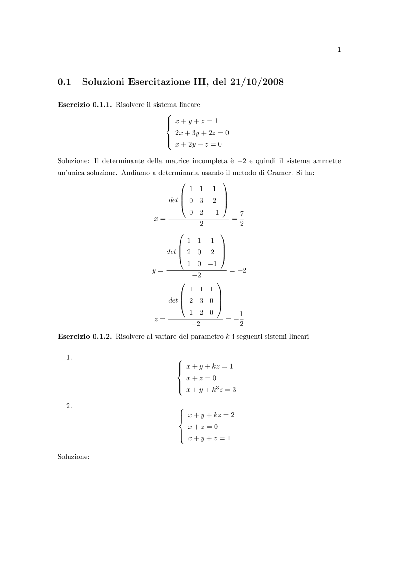 Esercizi e soluzioni di matematica - Docsity