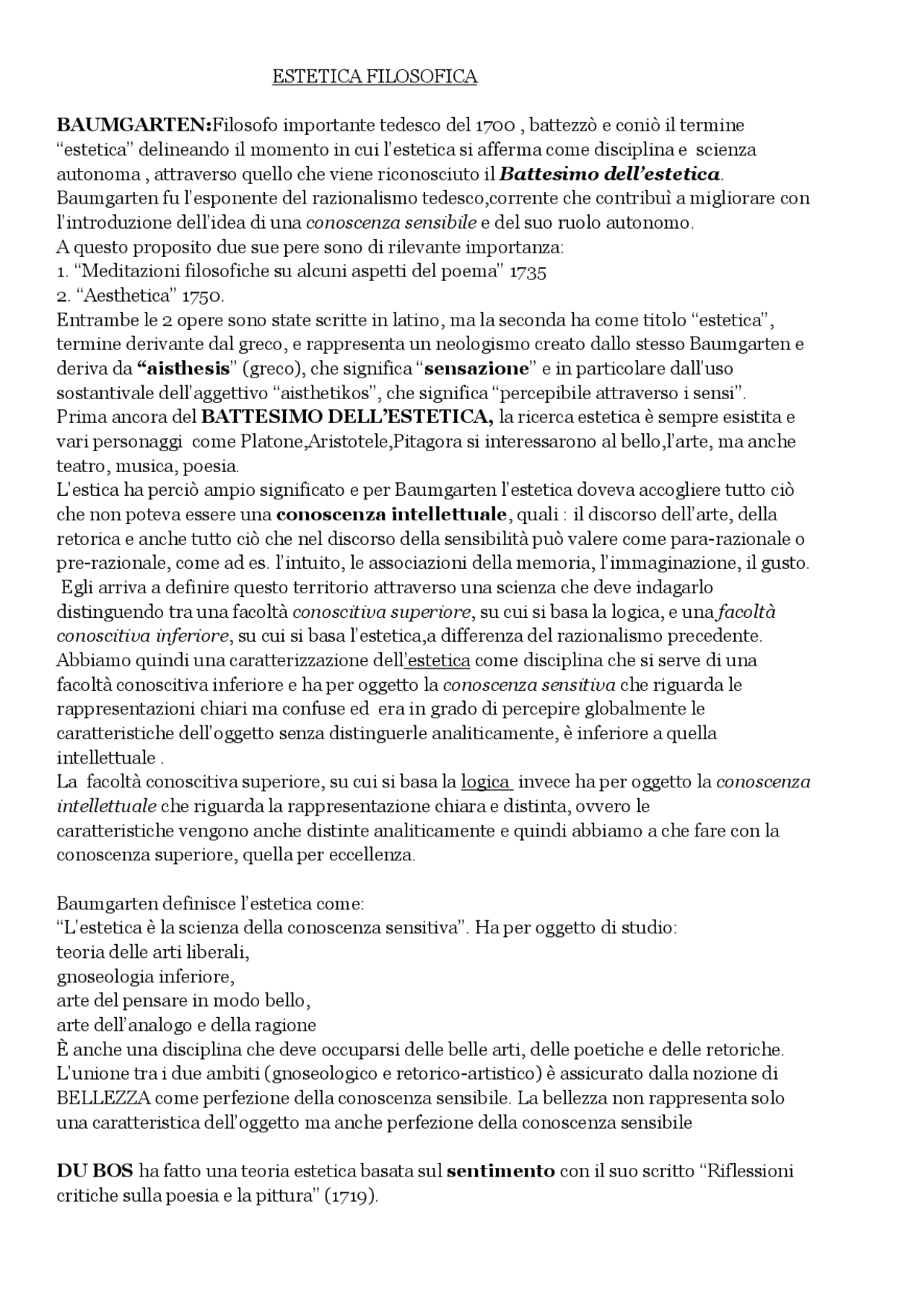 Estetica filosofica prof annamaria contini - Docsity