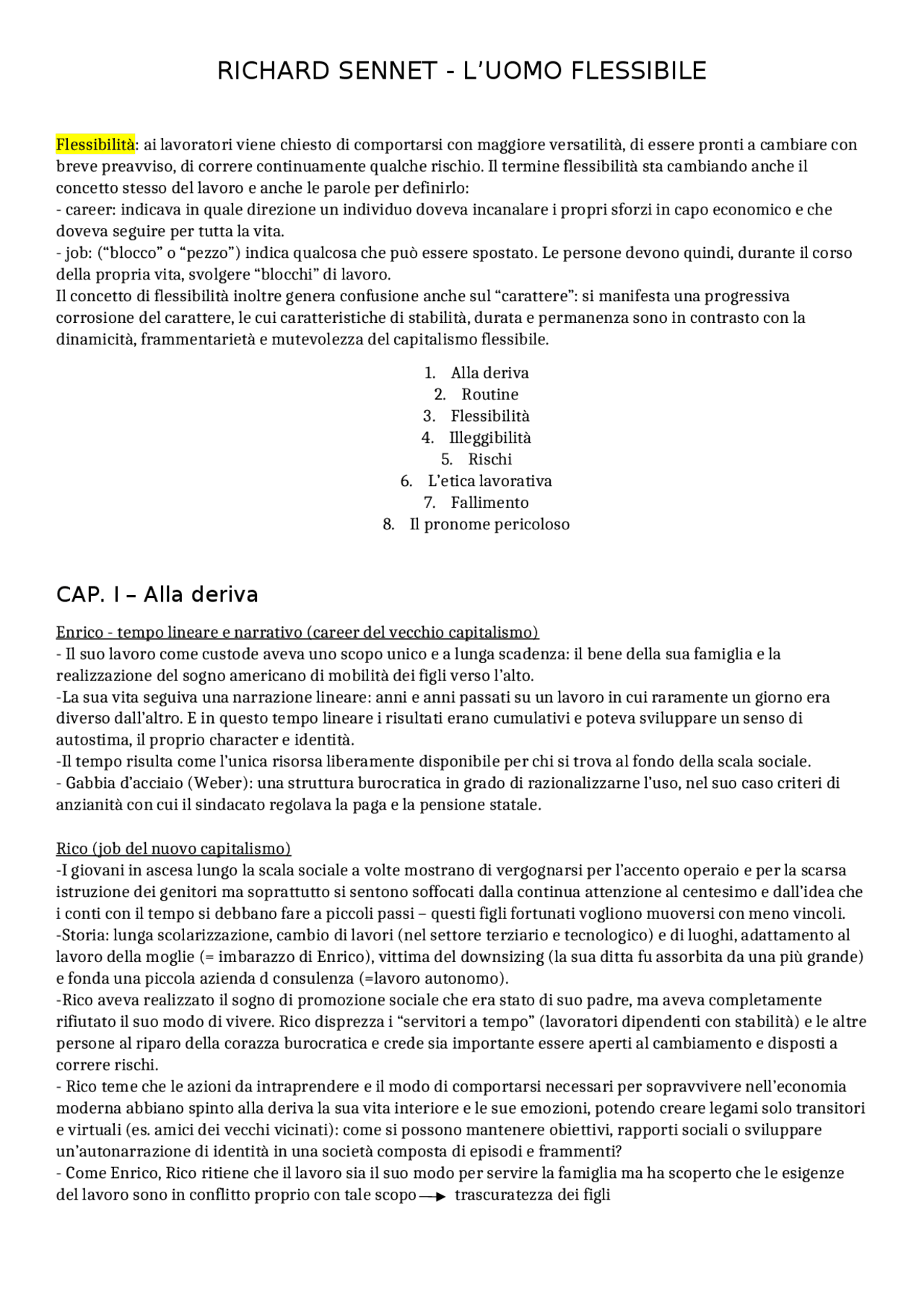 Riassunto Uomo Flessibile Di Sennett Docsity