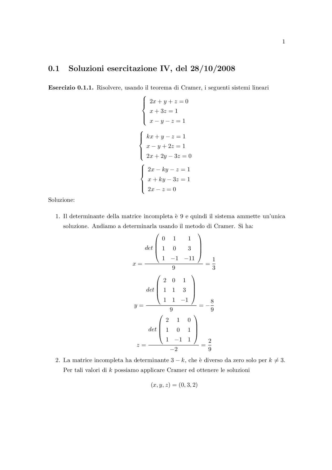 Esercizi e soluzioni di matematica - Docsity
