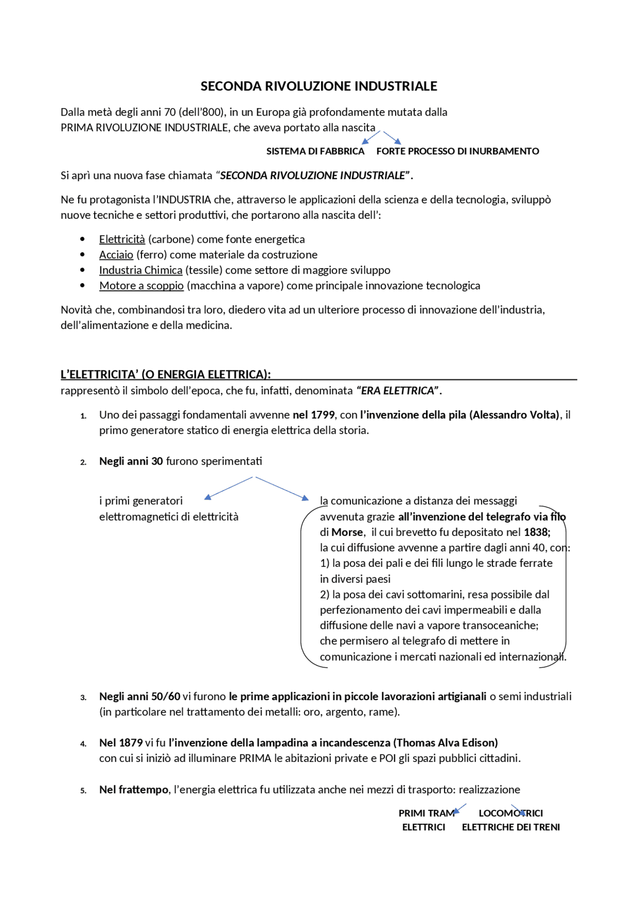Seconda Rivoluzione Industriale Docsity